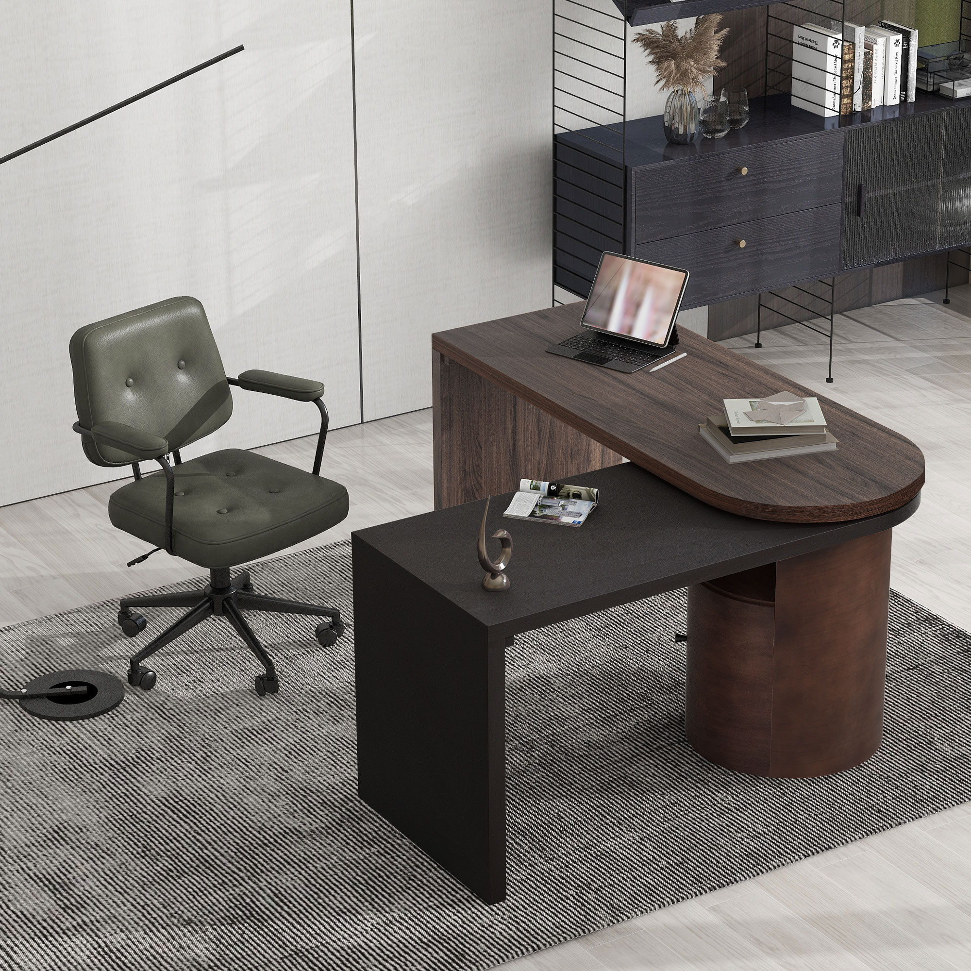 M optimized L-Shaped Desk, Home Office Desks with Open Storage Space ...