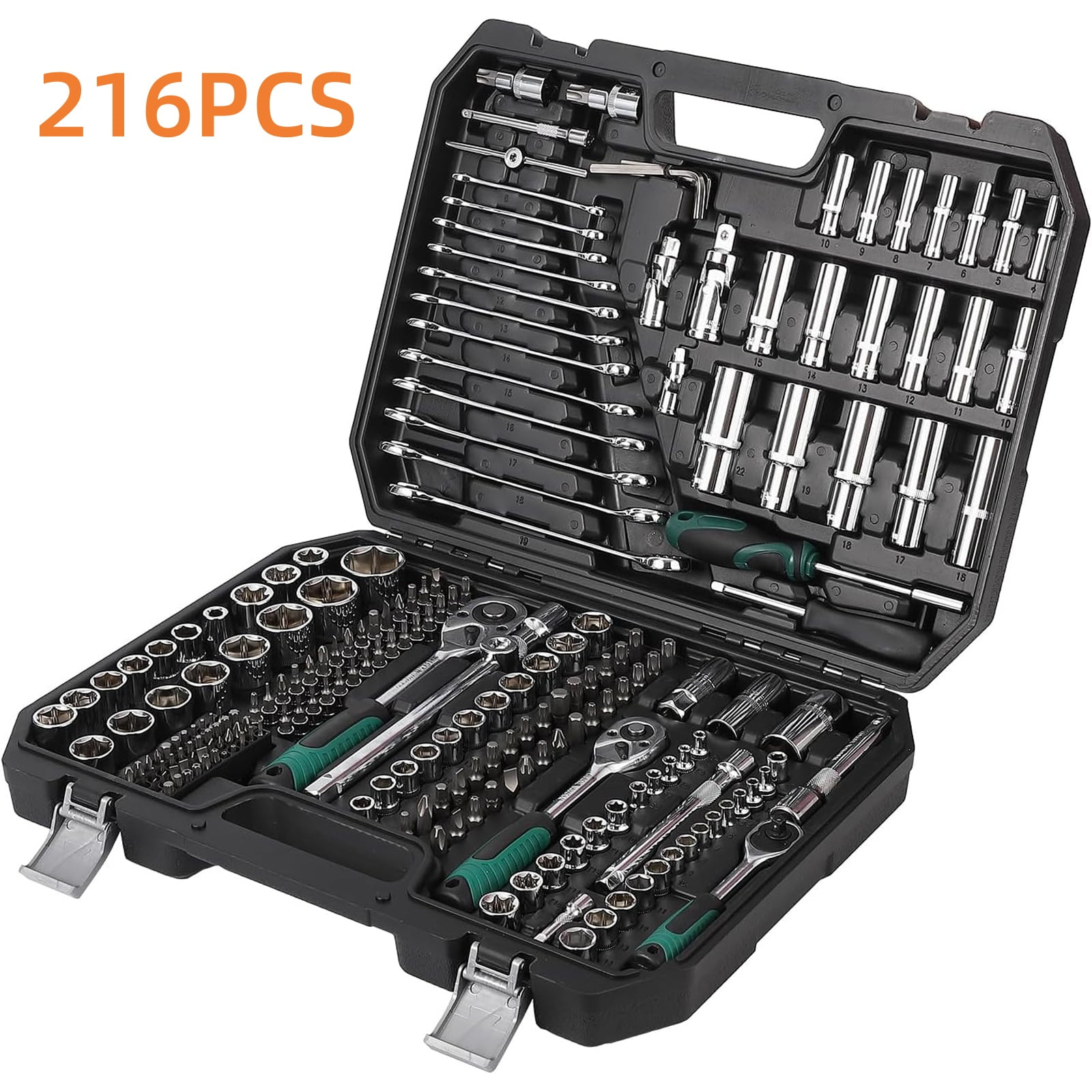 M optimized Mechanics Tools Kit and Socket Set 216 Piece, 1/2, 1/4, 3/8 ...