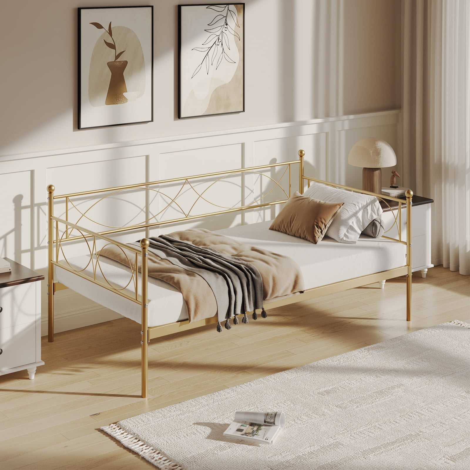 M optimized Metal Twin Daybed, Day Bed Sofa Bed Frame with Steel Slat ...