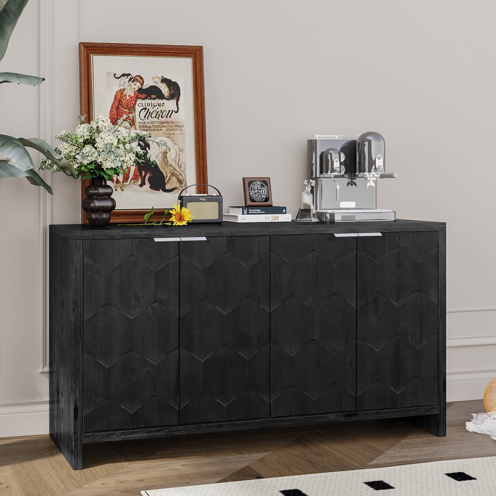 M optimized Modern Elegant 4-door Sideboard Buffet Cabinet with ...