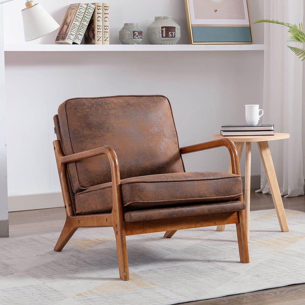 M optimized Modern Mid Century Accent Chair Arm Chair with Wood Frame ...