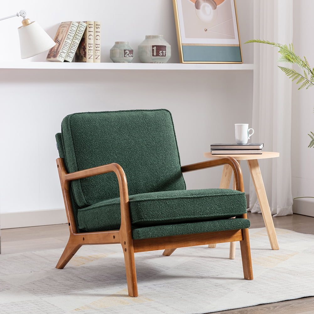 M optimized Modern Mid Century Accent Chair Arm Chair with Wood Frame ...