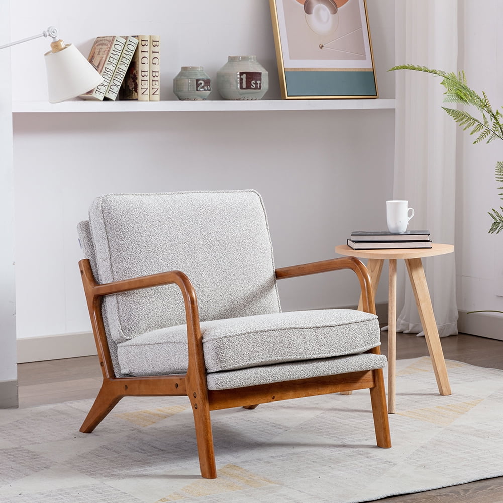 M optimized Modern Mid Century Accent Chair Arm Chair with Wood Frame ...