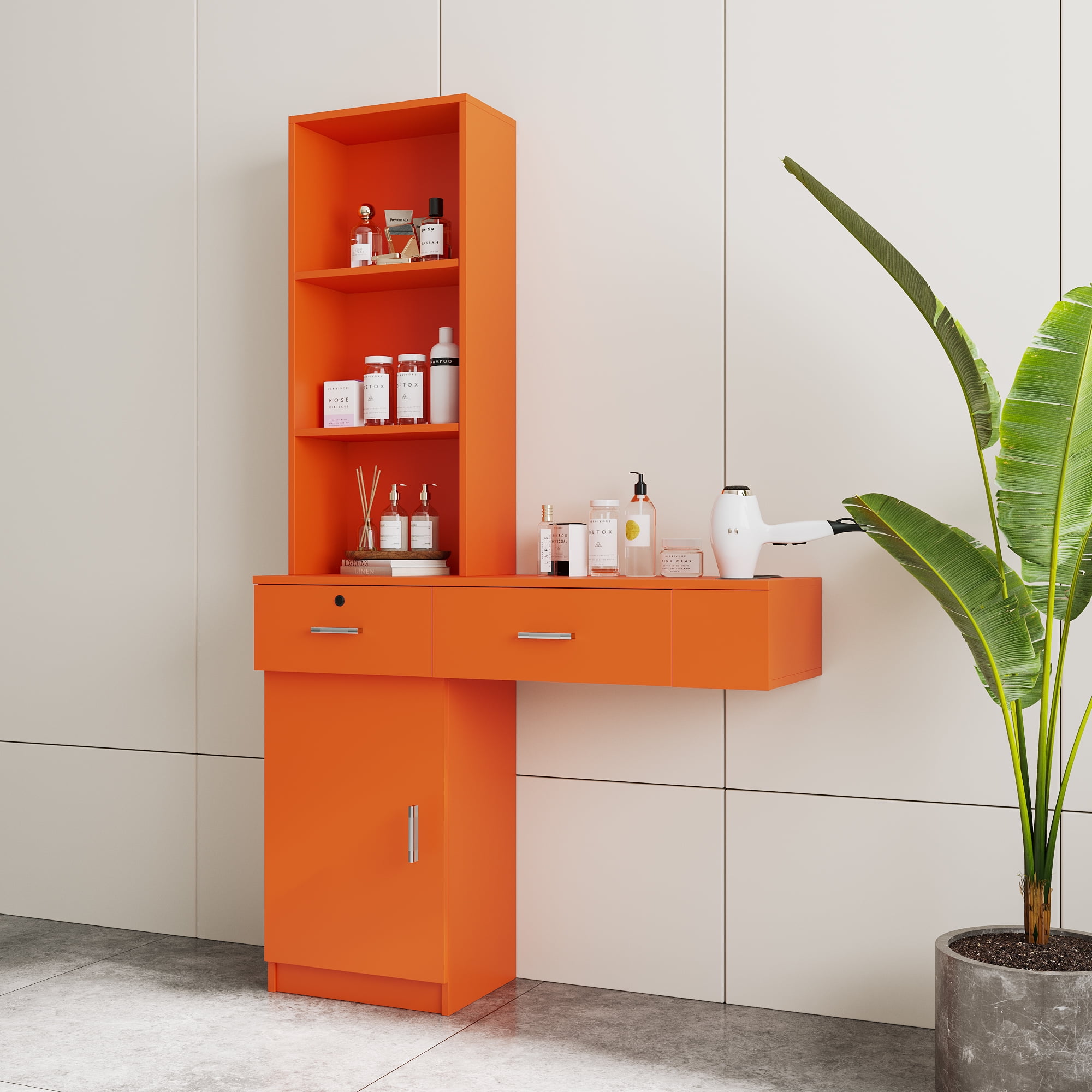 M optimized Modern Salon Barber Stations Multi-Layer Storage Space Hair ...