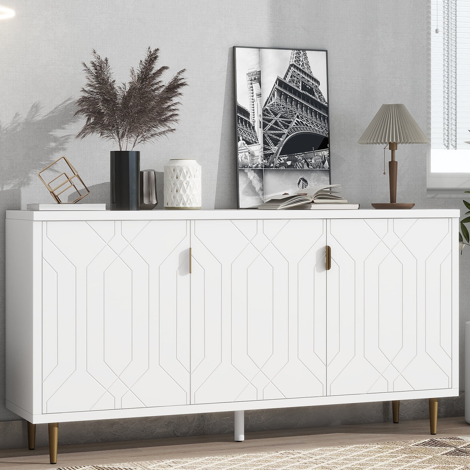 M optimized Modern TV Stand for TVs up to 70", Multi-functional Media ...