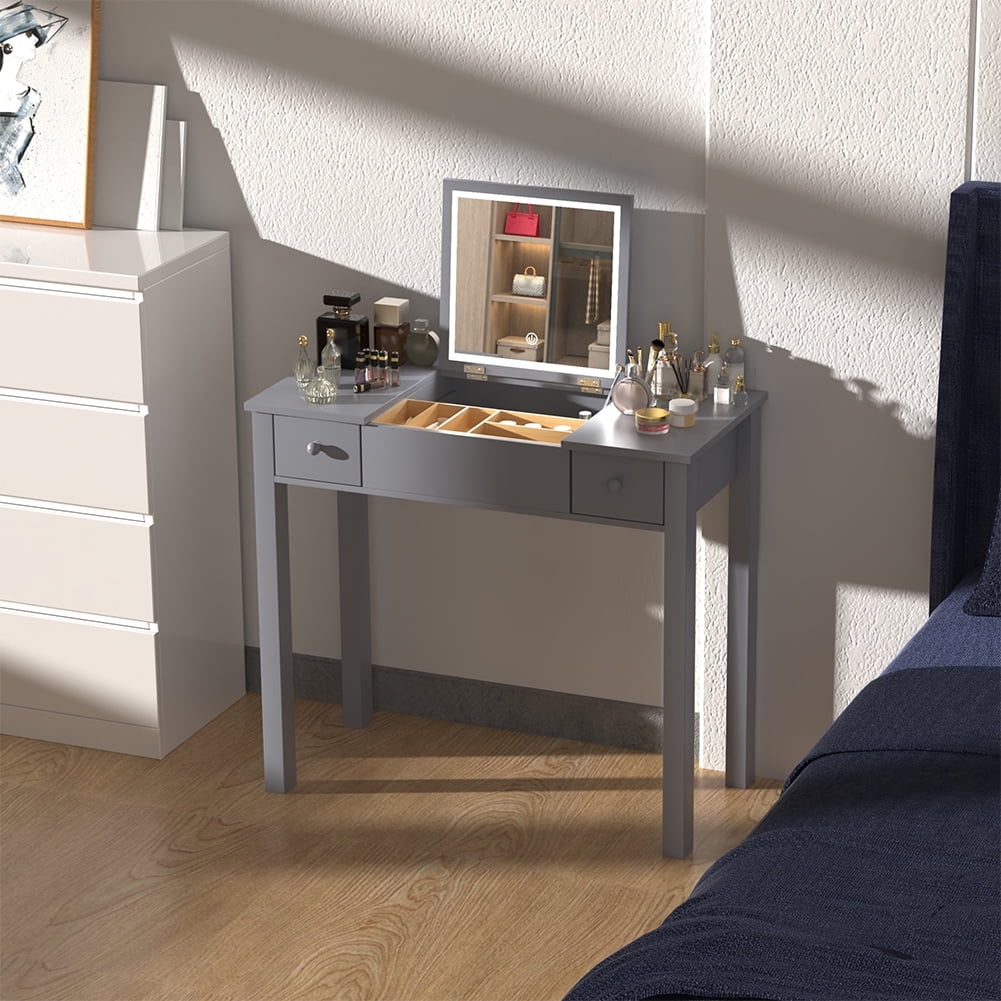 M optimized Modern Vanity Set with Mirror and LED Light, 2 Drawers and ...