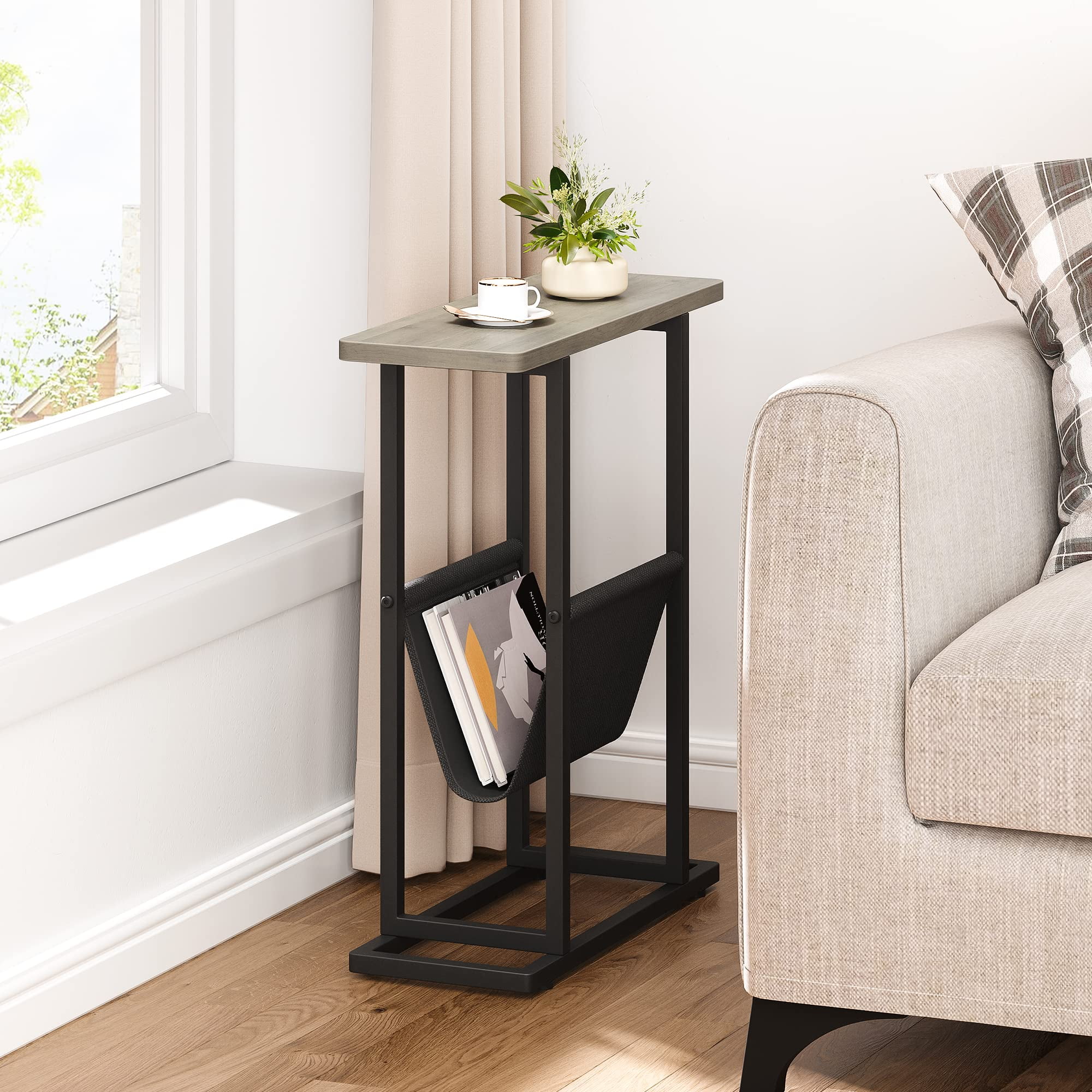 M optimized Narrow Side Table for Small Spaces, Slim End Table with ...