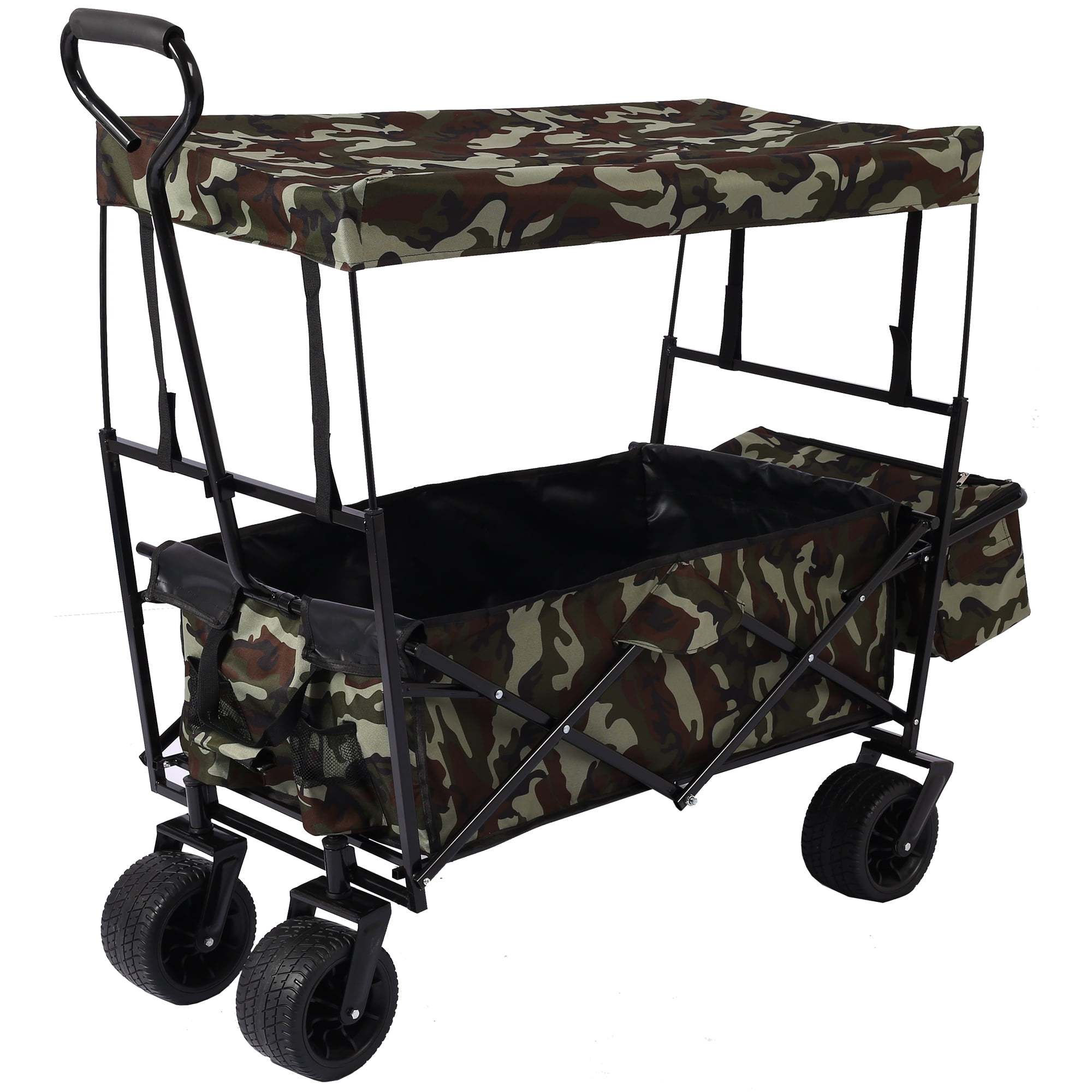 M optimized Outdoor Garden Wagon with Canopy and Pockets, Foldable ...