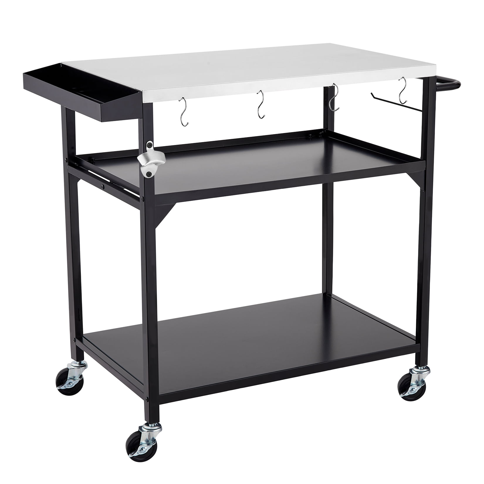 M optimized Outdoor Grill Table Cart with 4 Wheels, Stainless Steel ...