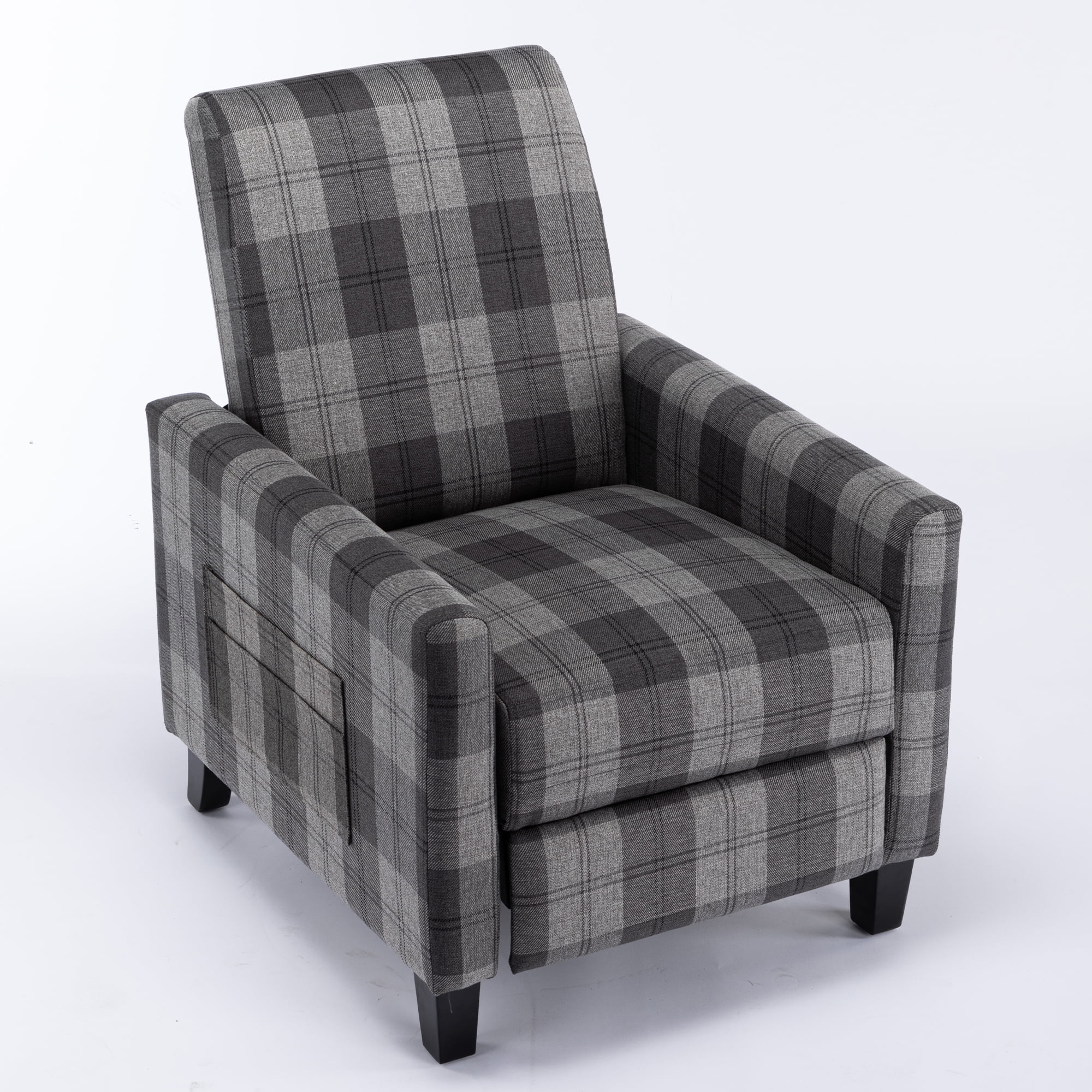 M optimized Plaid Recline Chair with Soft Comfortable Cushion Footrest ...