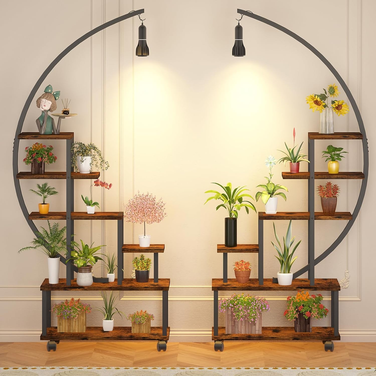 M optimized Plant Shelf with Grow Light & Wheels, Tall Plant Stand ...