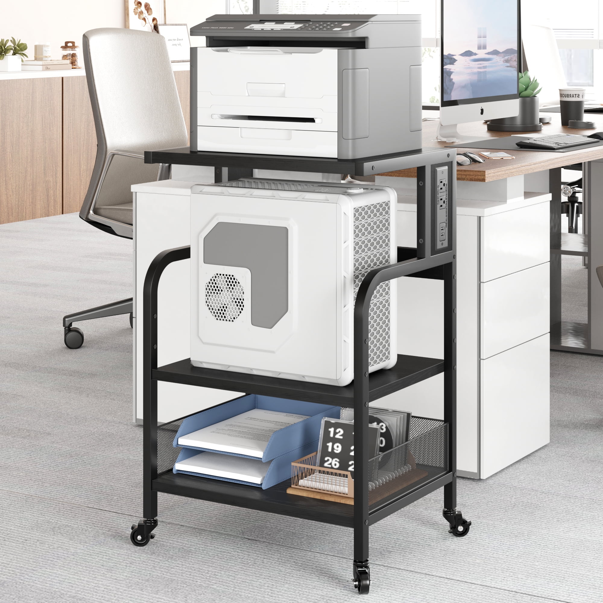 M optimized Printer Stand with Charging Station, Large Printer Table ...