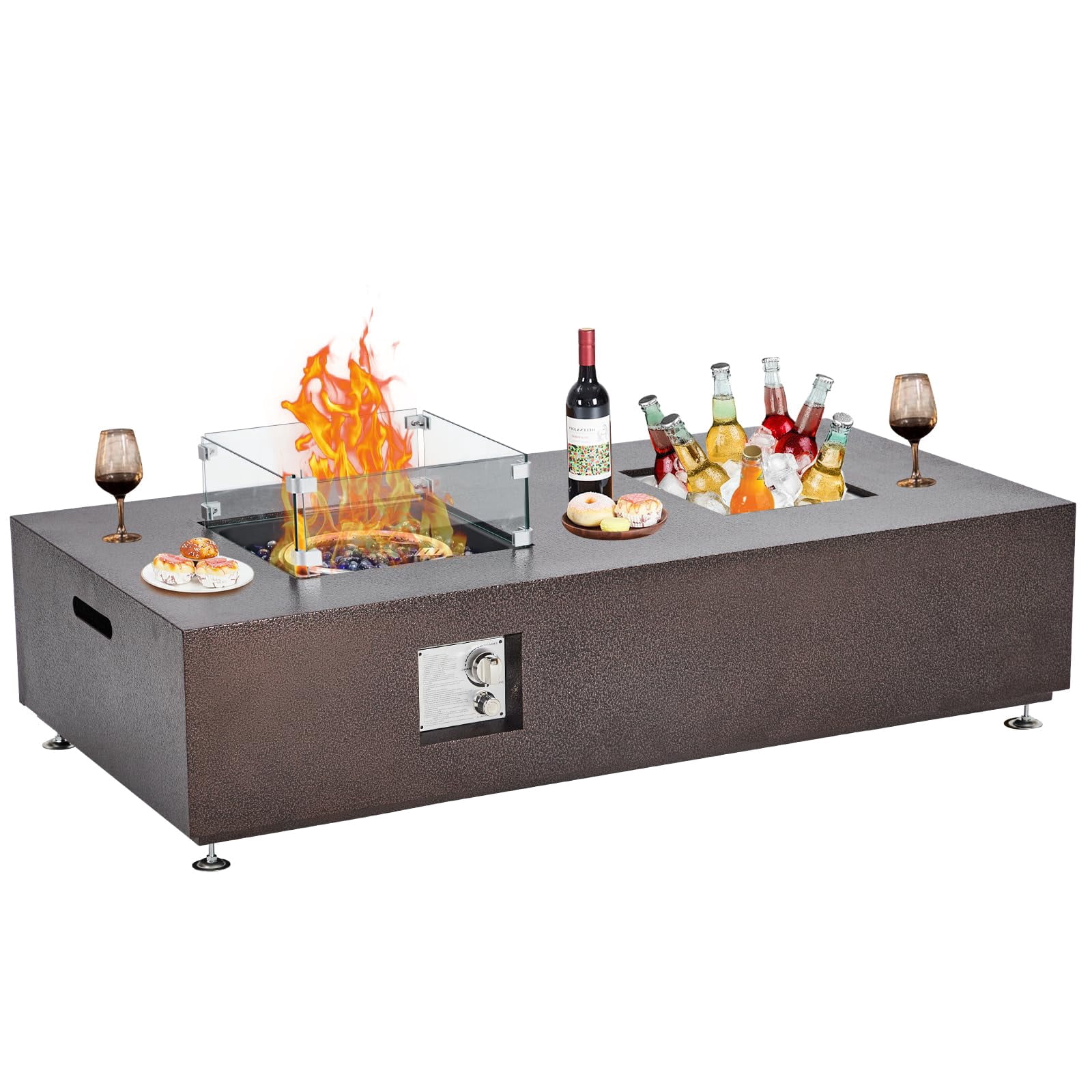 M optimized Propane Fire Pit Table, Outdoor Firepit With Wind Guard ...