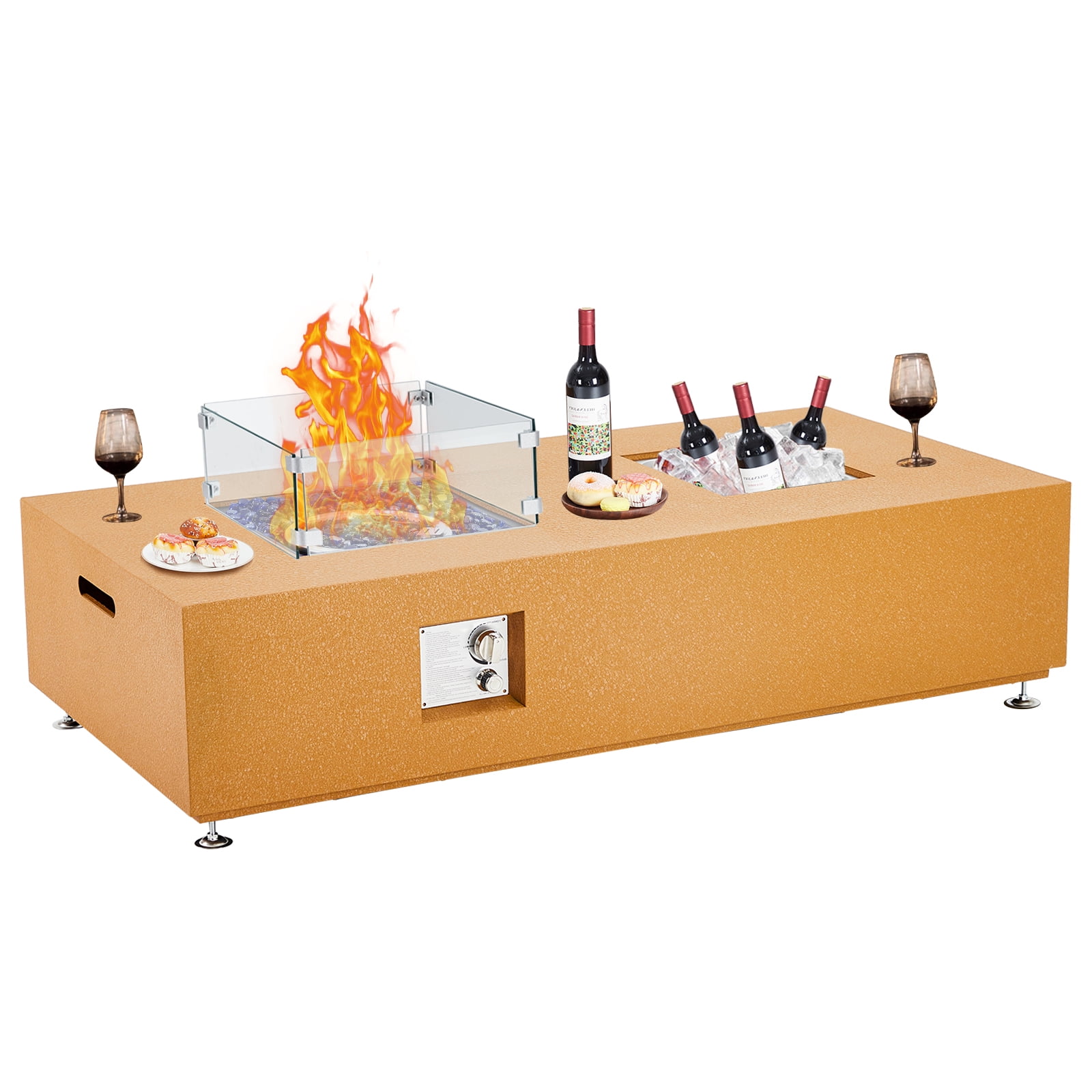 M optimized Propane Fire Pit Table, Outdoor Firepit With Wind Guard ...
