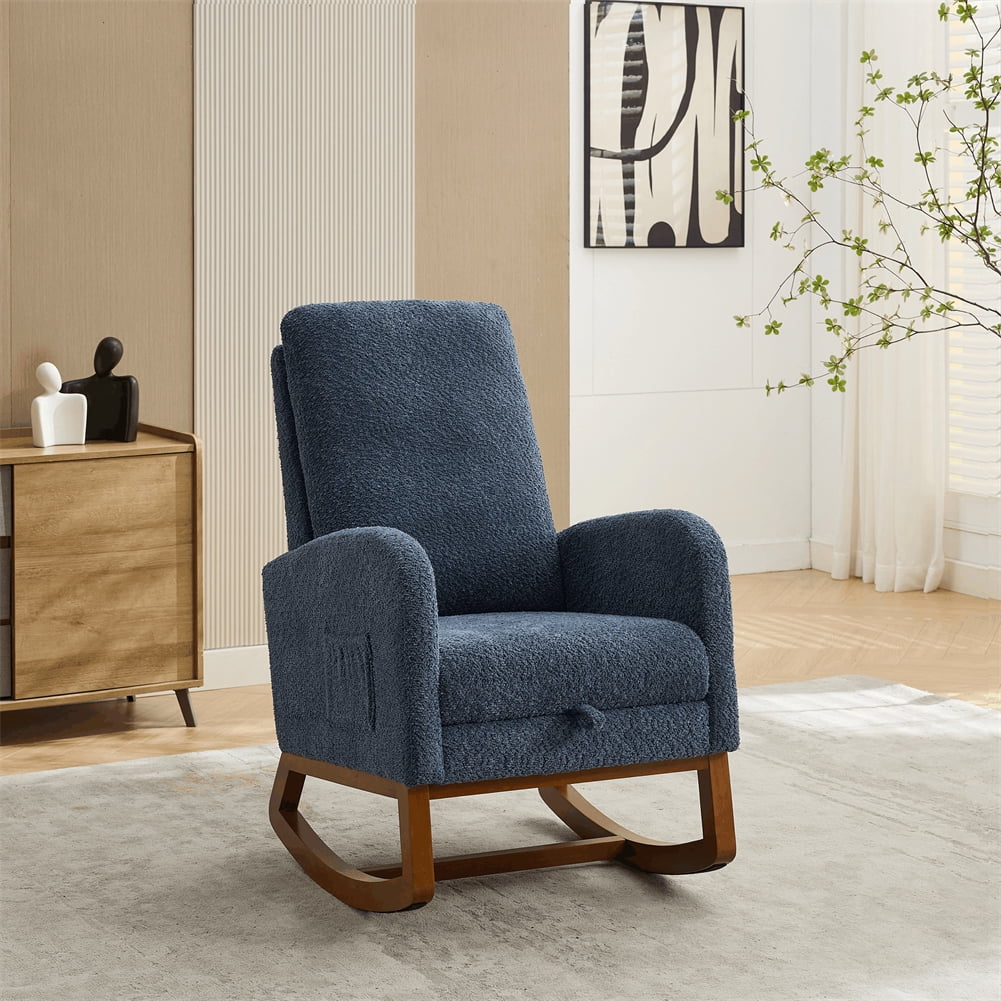 M optimized Rocking Chair, Upholstered Glider Chair with Side Pocket ...
