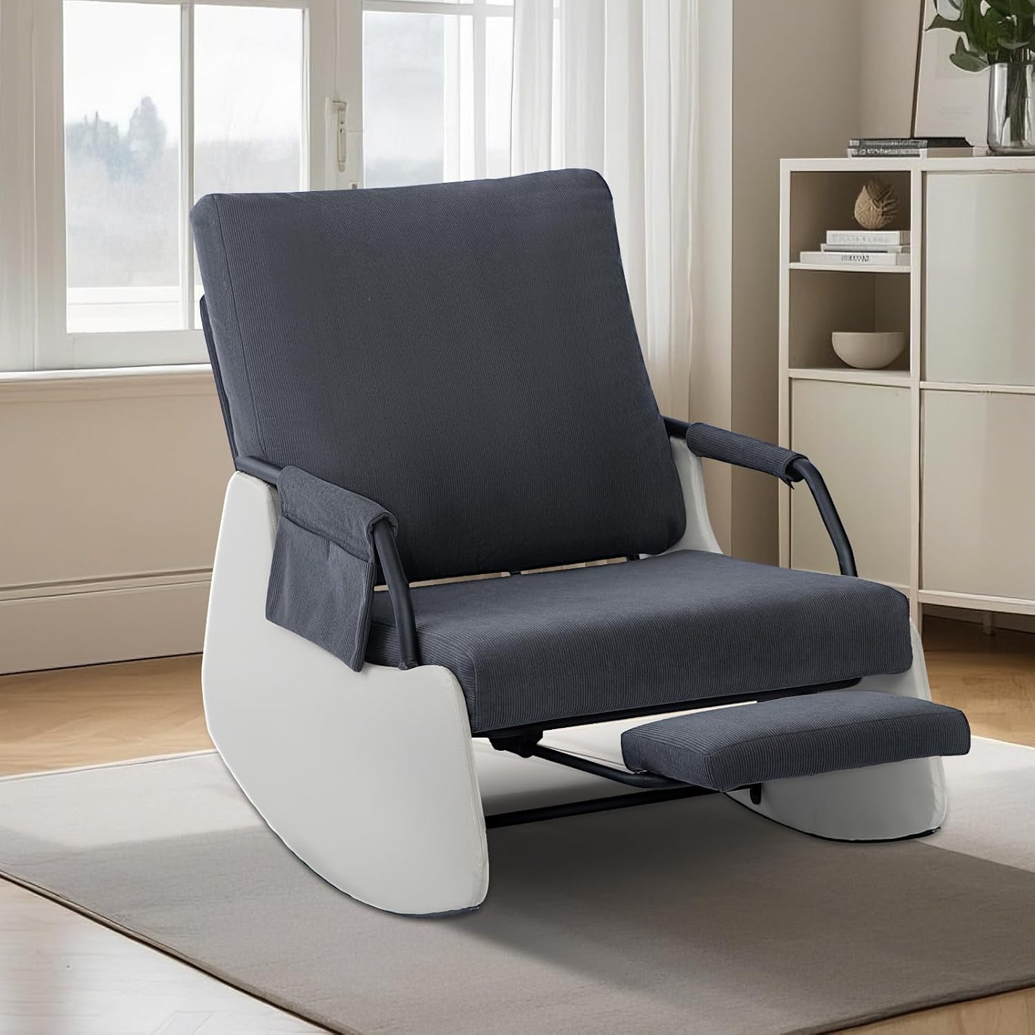 M optimized Rocking Recliner Chair, Modern Upholstered Seating Glider ...