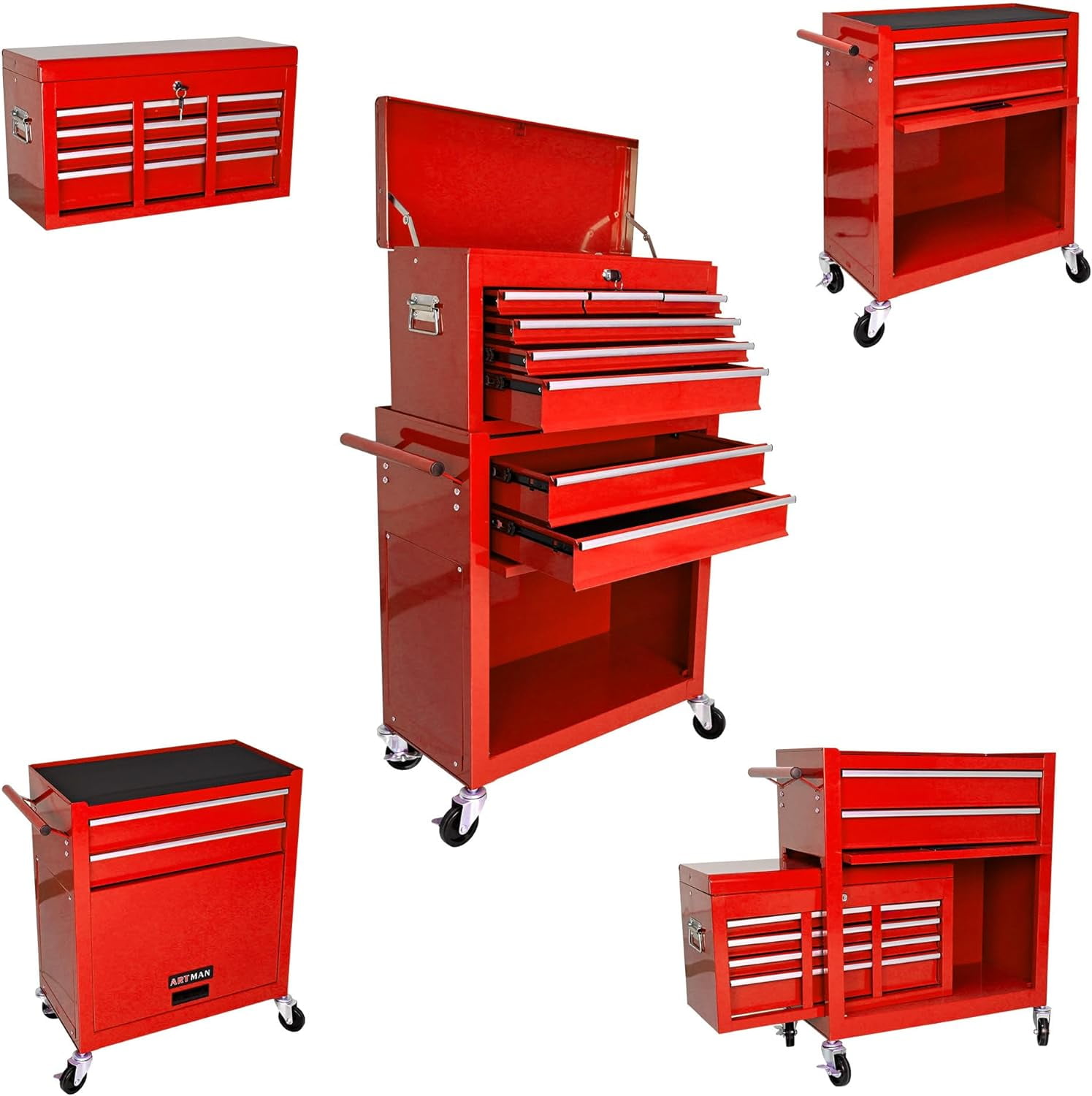 M optimized Rolling Tool Chest 8 Drawers Rolling Tool Chest with Wheels, Portable Rolling Tool ...