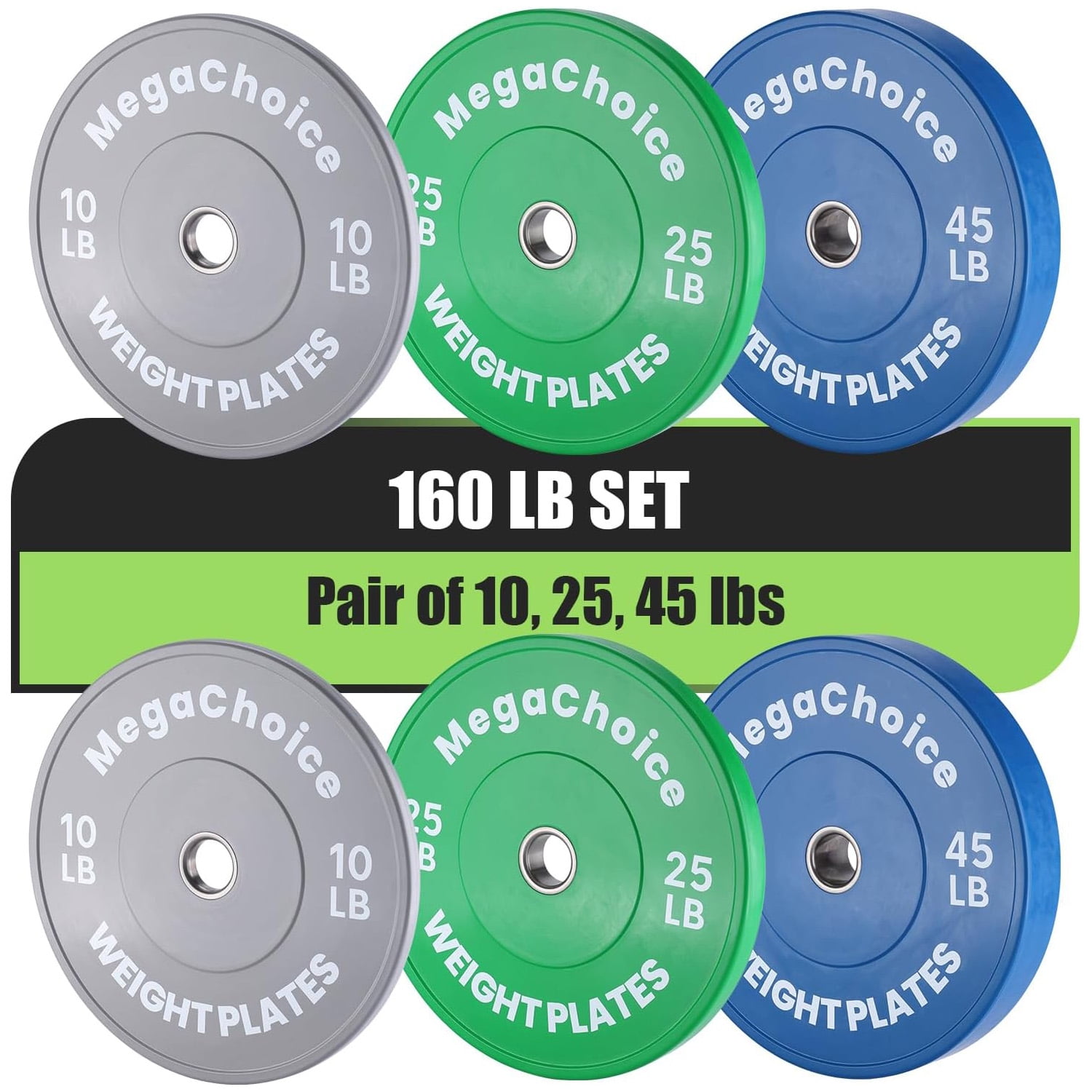 M optimized Rubber Bumper Weight Set - 2" Barbell Plates for Home Gym ...
