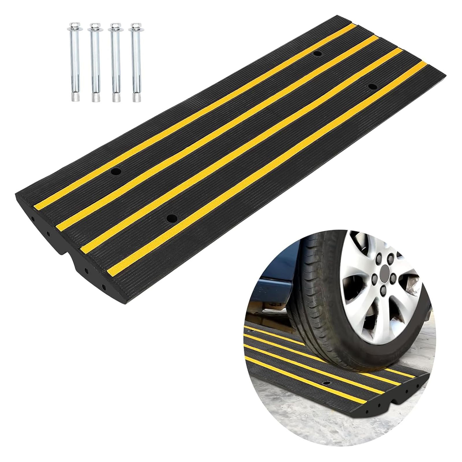 M optimized Rubber Curb Ramp Heavy-Duty Vehicle Ramp, 2.4" Rise Rubber ...