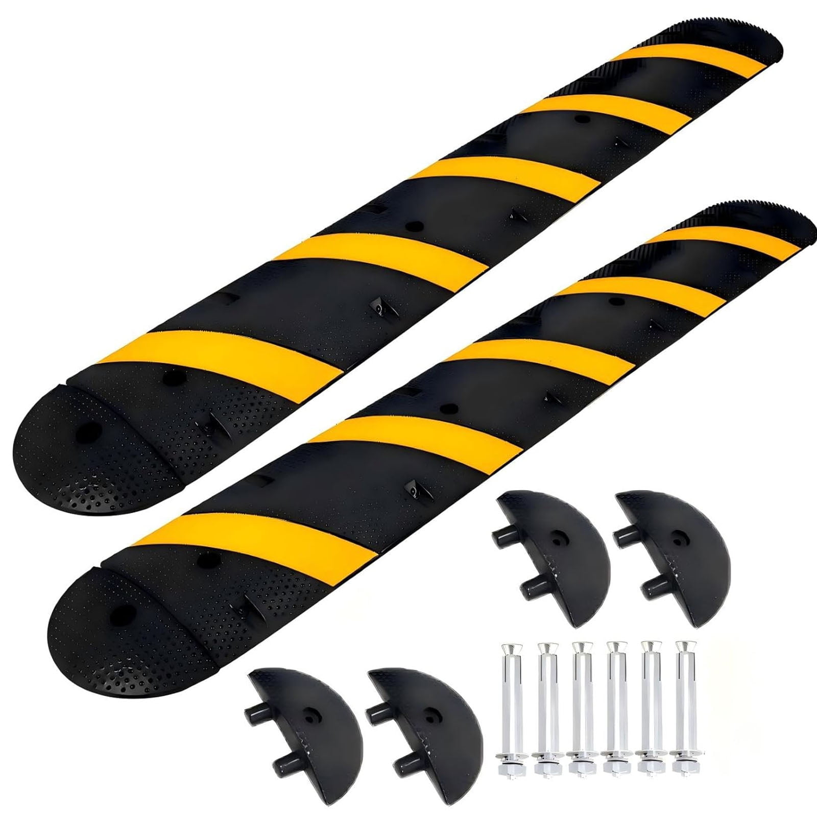 M optimized Rubber Speed Humps Bump with End Caps for Road, 6ft, Rated ...