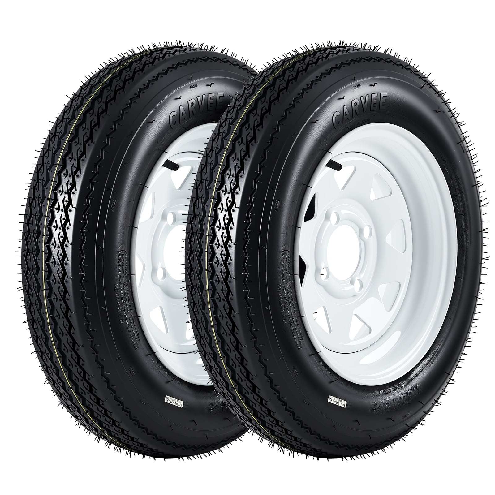 M optimized Set of 2 Trailer Tires On Rim 4.80-12 480-12 480X12, Load ...