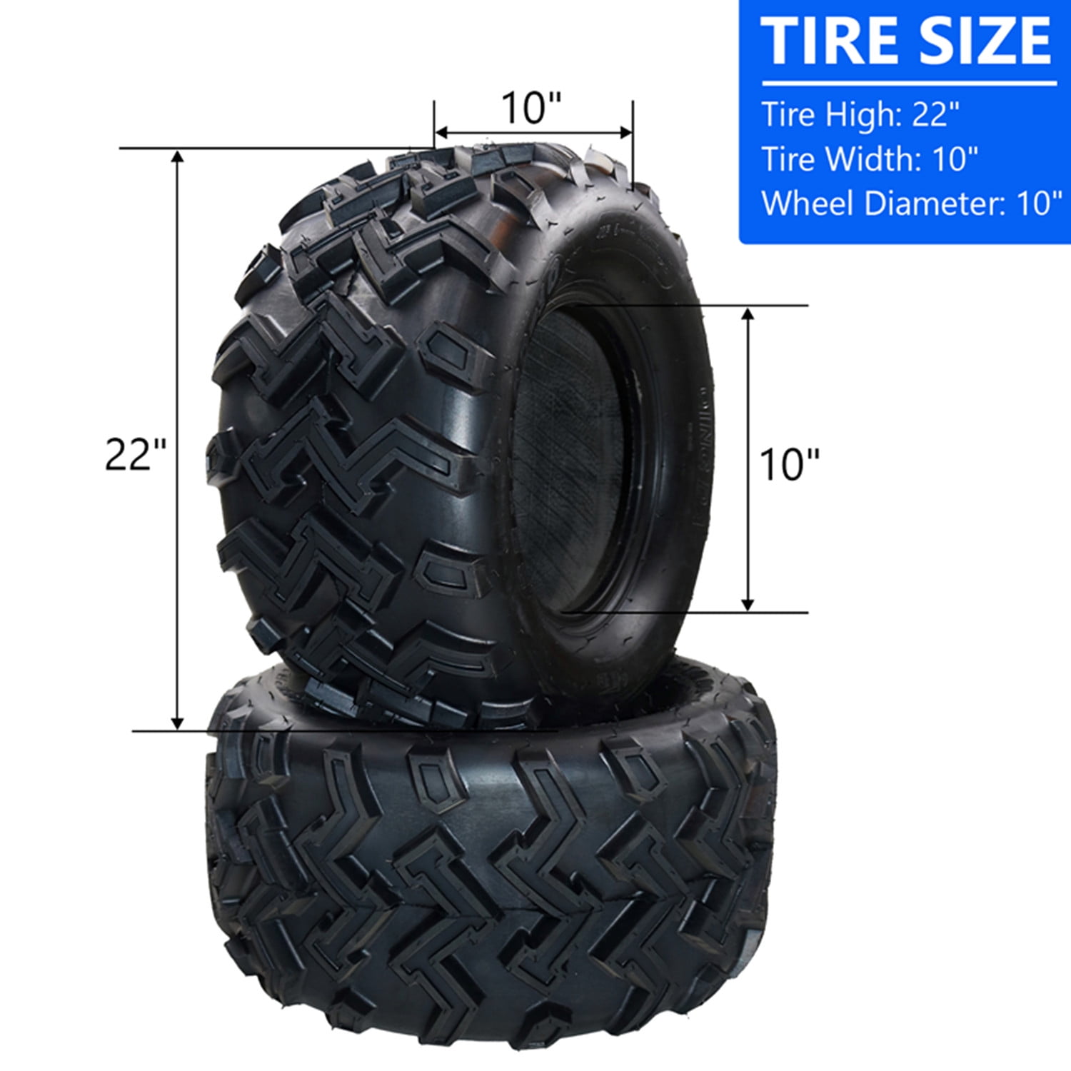 M optimized Set of 2 22X10-10 ATV Tires 4PR All Terrain TL QD115 Trail ...