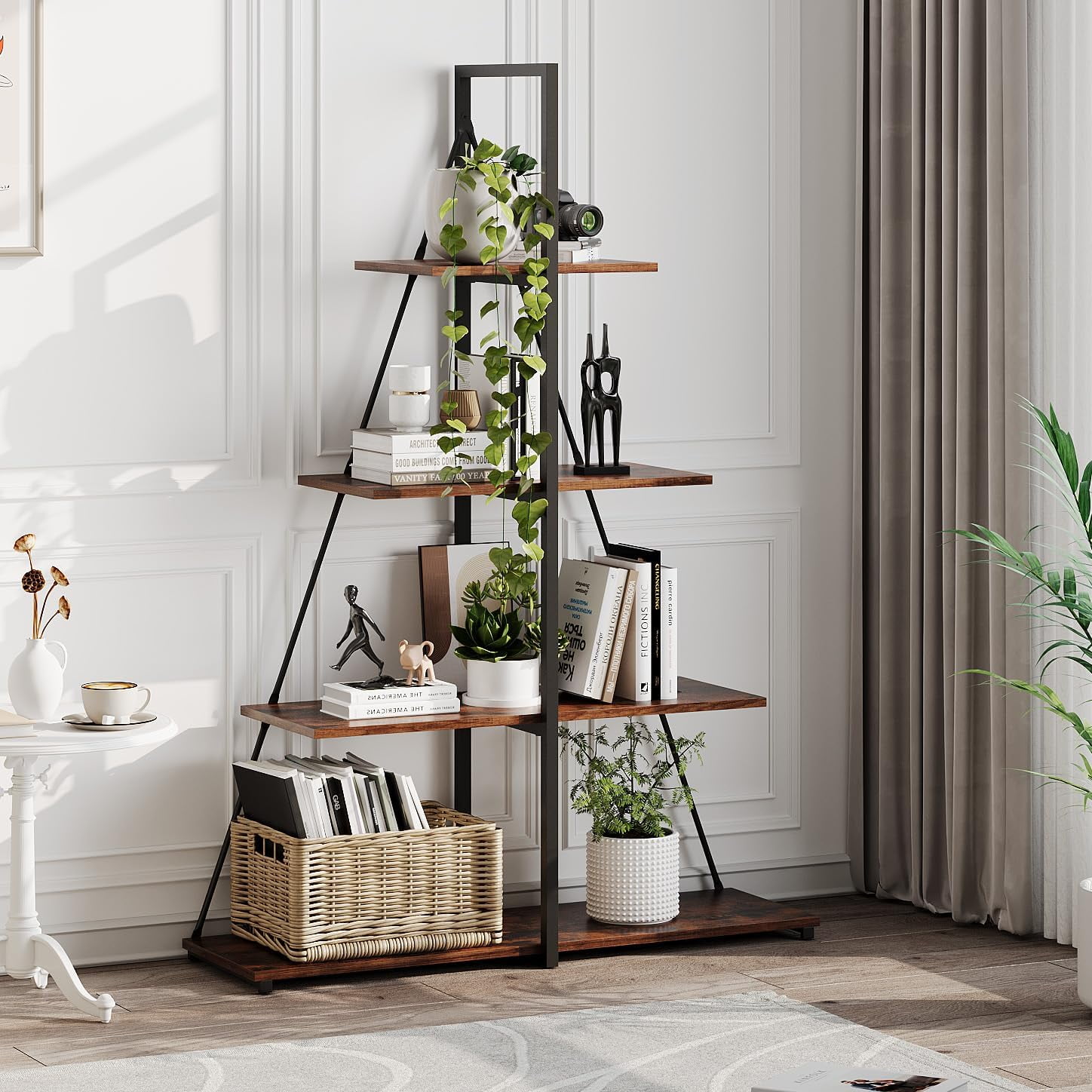 M optimized Shelf Ladder 4 Shelf Ladder Bookcase 4 Tier A-Shaped Ladder ...