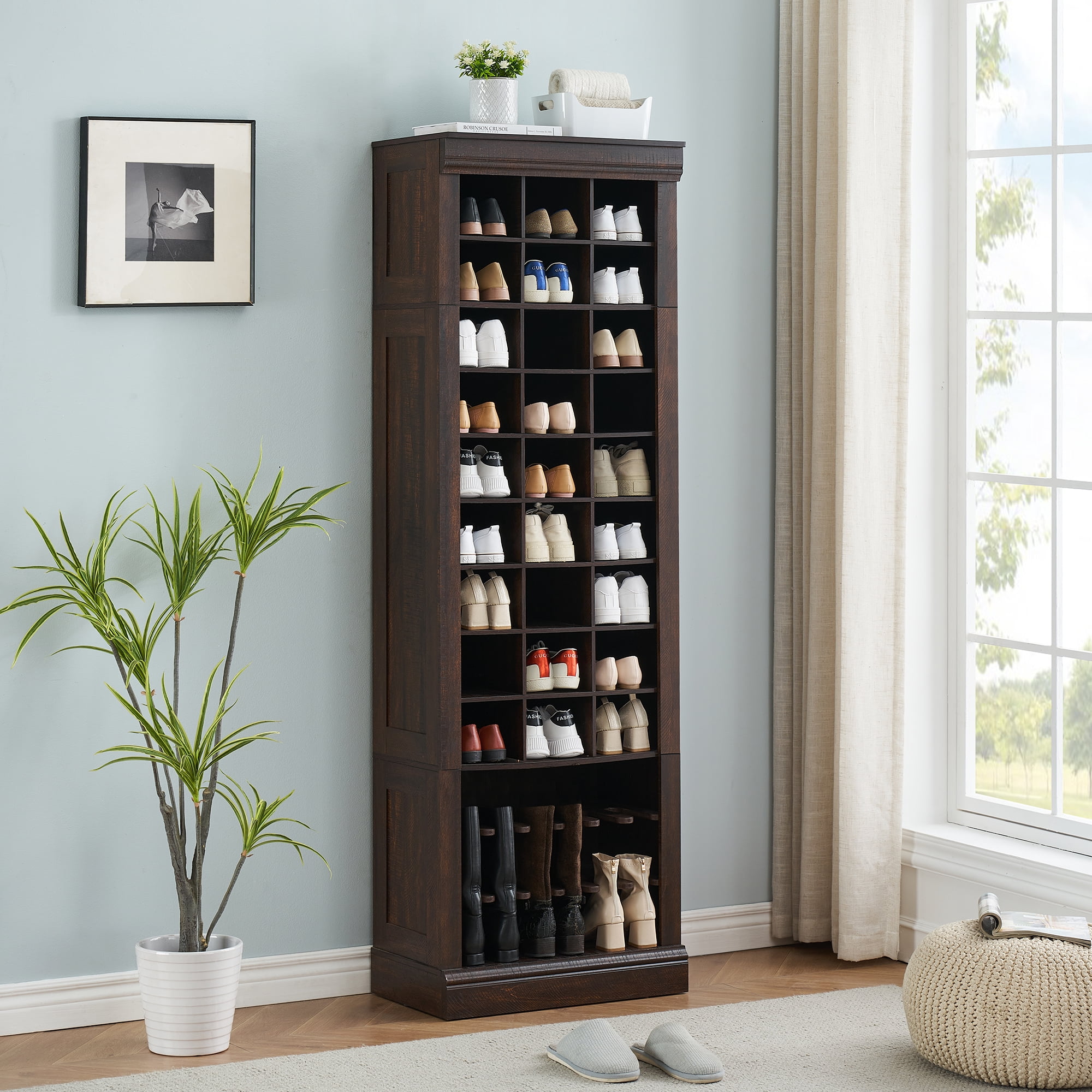 M optimized Shoe Storage Cabinet, Freestanding Tall Shoe Organizer with ...