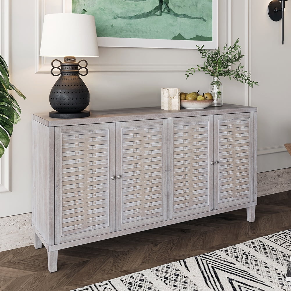 M optimized Sideboard Buffet Cabinet with 4 Doors, Modern Wooden Buffet ...