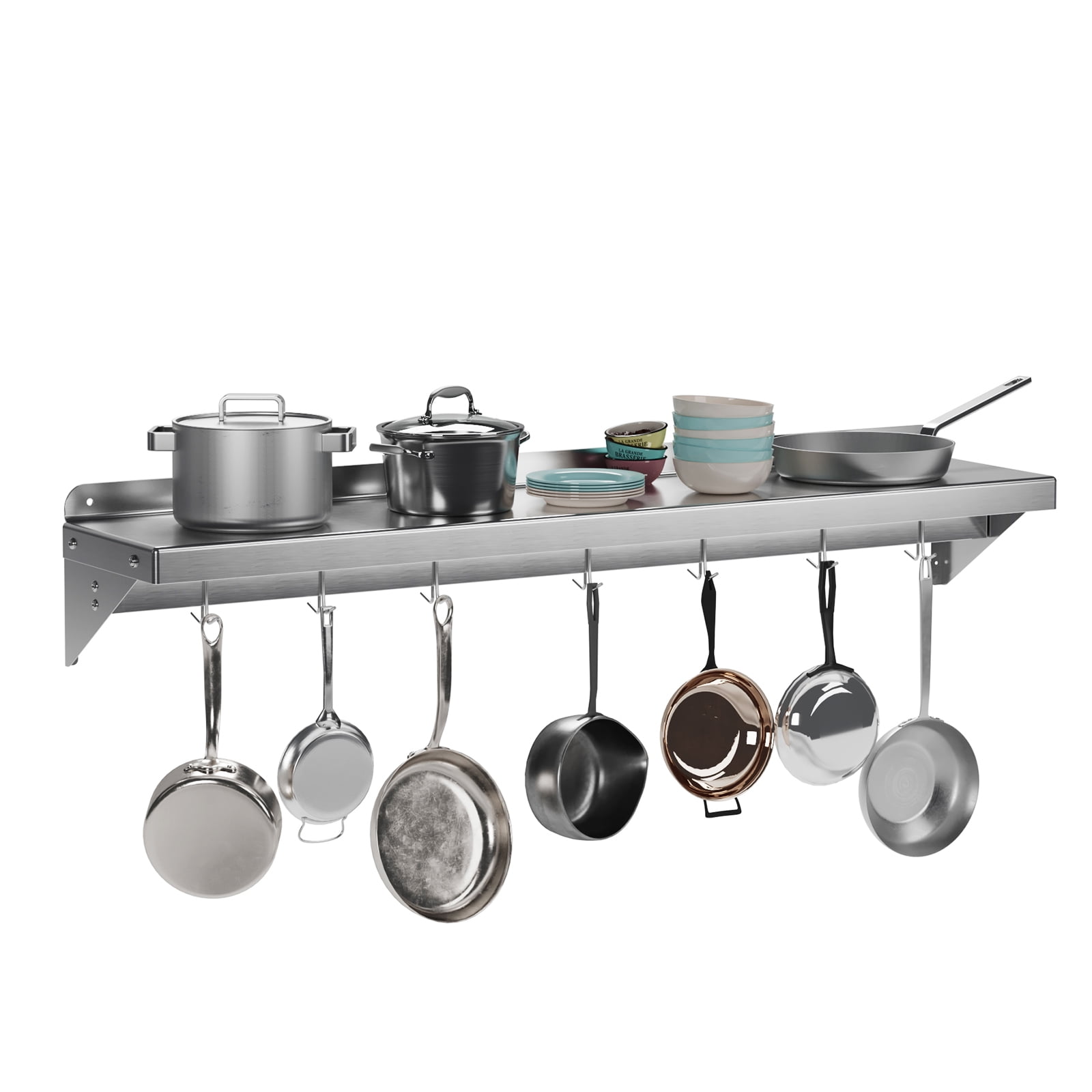 M optimized Stainless Steel Pot Rack with Shelf & Hooks, NSF Certified ...