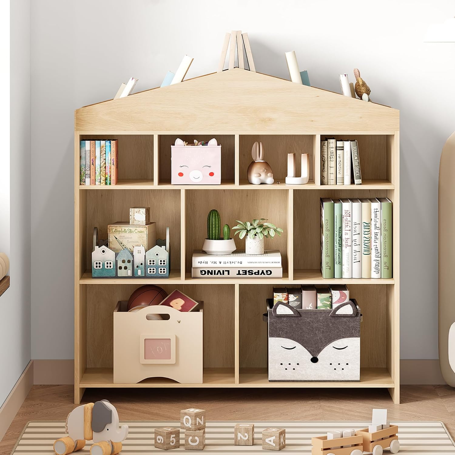 M optimized Toy Storage Organizer 9-Cubby Kids Bookshelf 40.7in Width ...