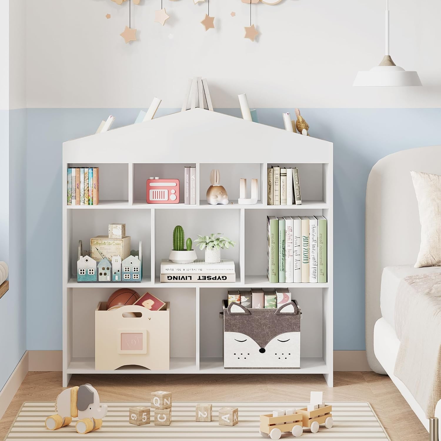 M optimized Toy Storage Organizer 9-Cubby Kids Bookshelf 40.7in Width ...