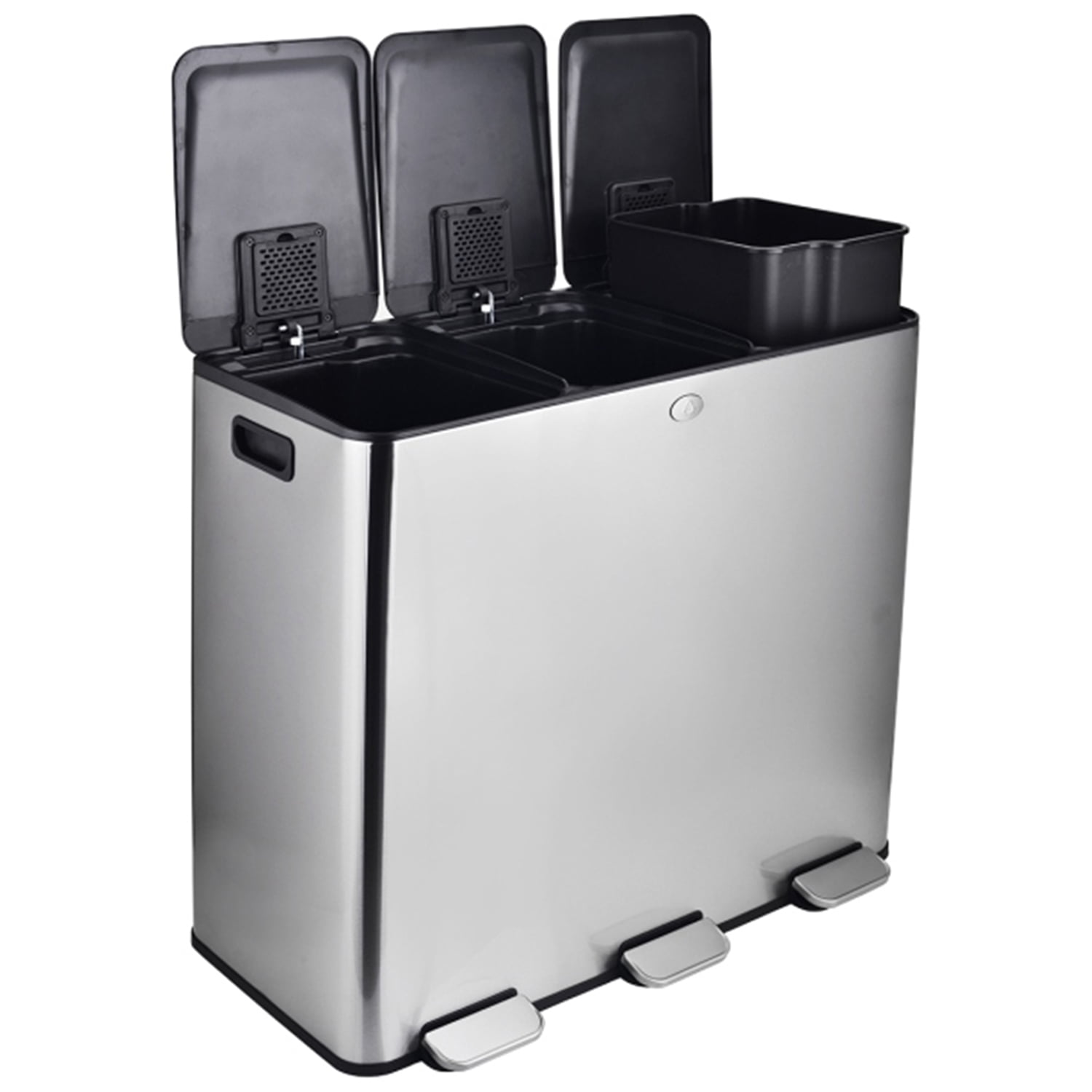 M optimized Triple Trash Can Kitchen 60 Liters, 3 x 5.3 Gallons ...