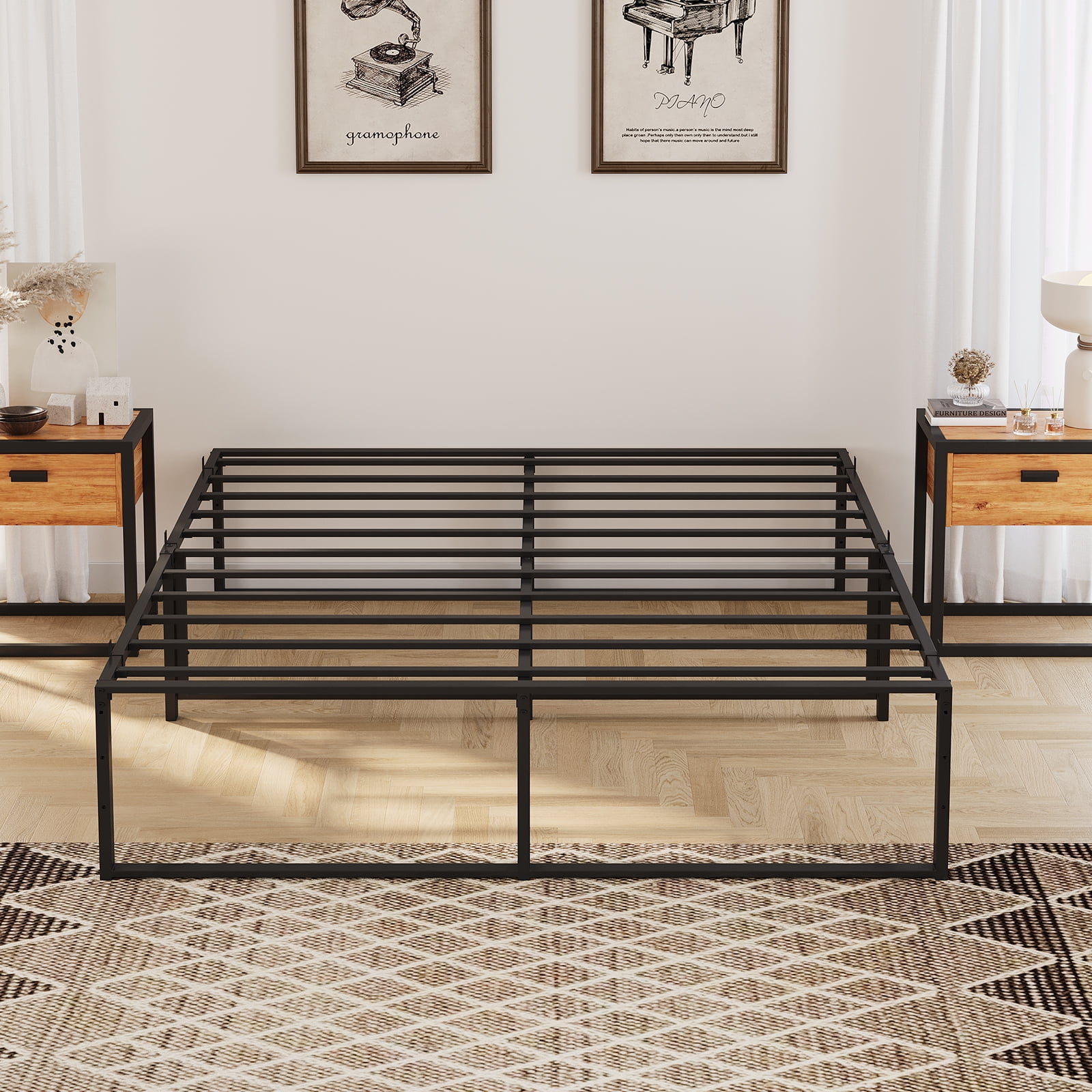 M optimized Twin Queen Full Metal Platform Bed Frame with Sturdy Steel ...