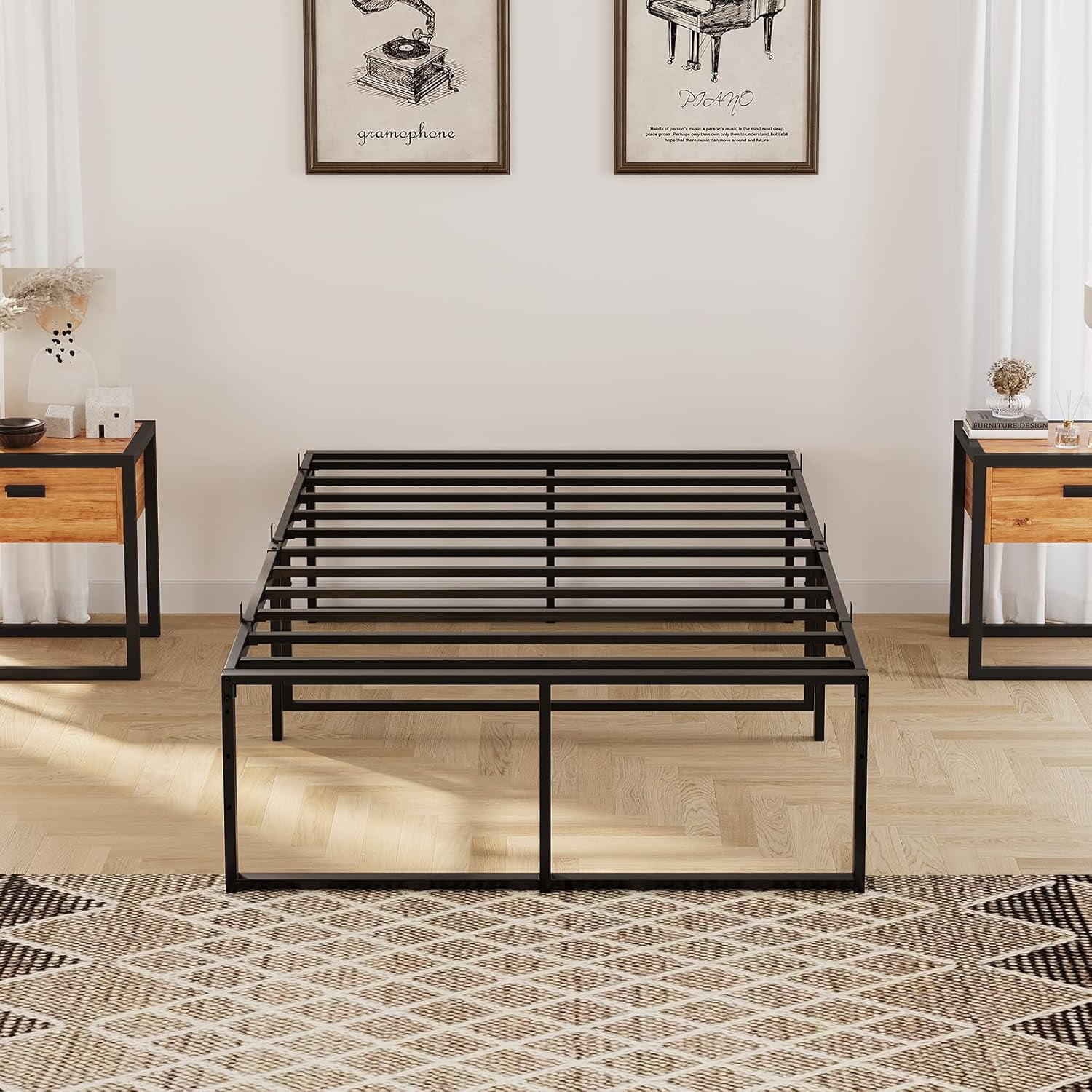 M optimized Twin Queen Full Metal Platform Bed Frame with Sturdy Steel ...