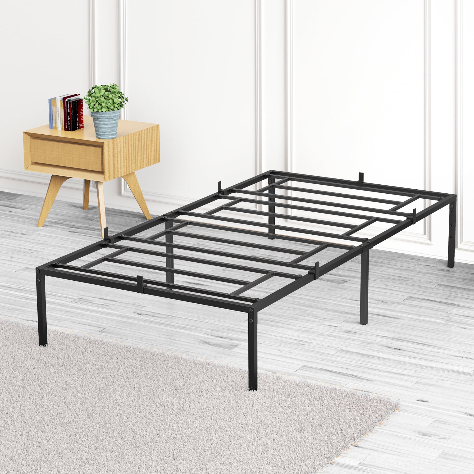M optimized Twin Size Bed Platform Frame, Metal Twin Bedframe No Box ...