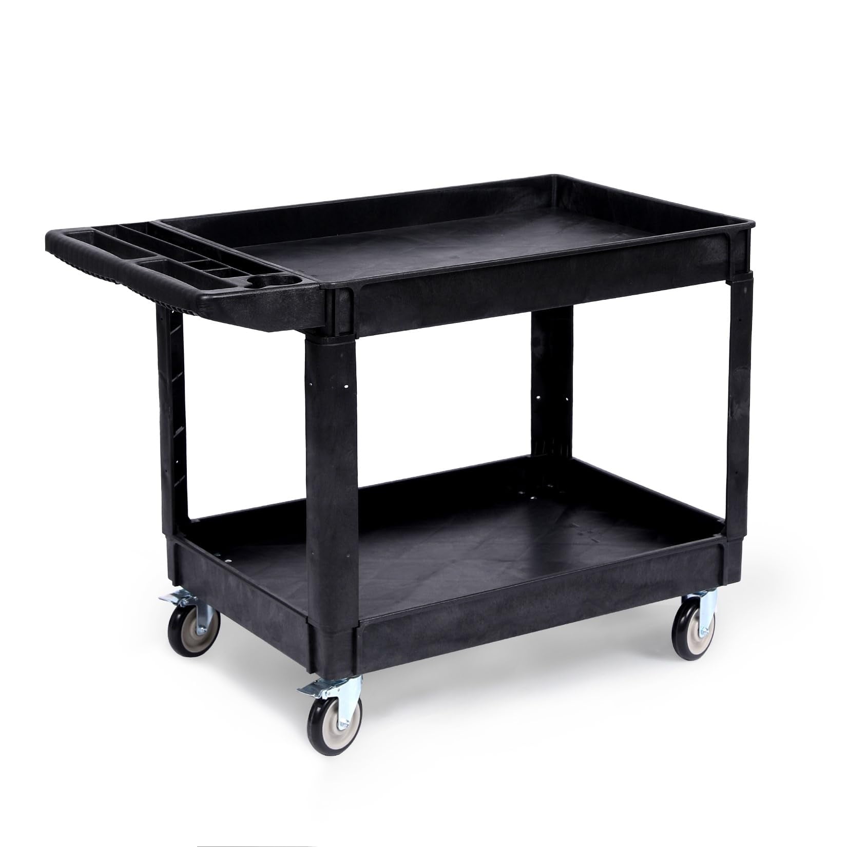 M optimized Utility 2-Tier Service Cart, Plastic Toll Cart with Swivel ...