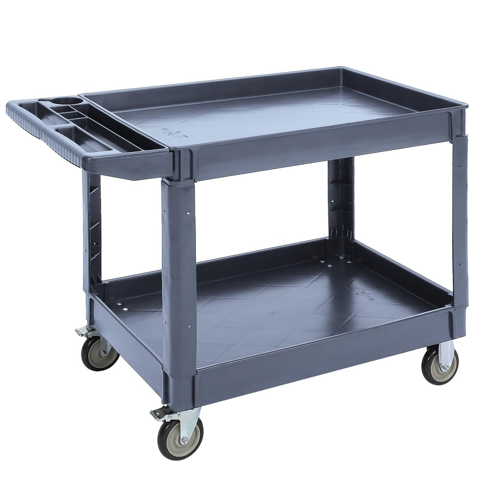 M optimized Utility Cart 2-Shelf Service Cart with Storage Handle ...