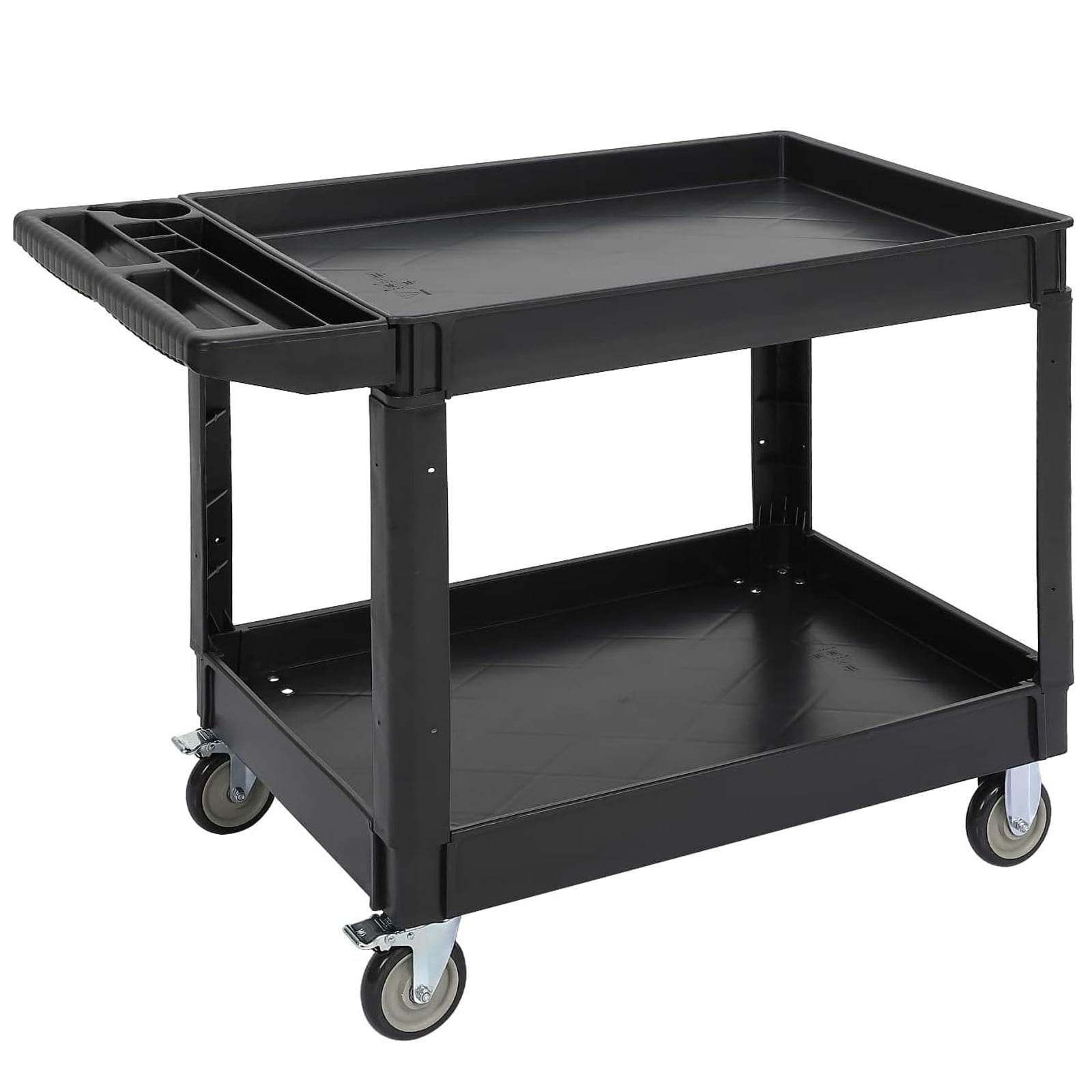 M optimized Utility Cart 2-Shelf Service Cart with Storage Handle ...