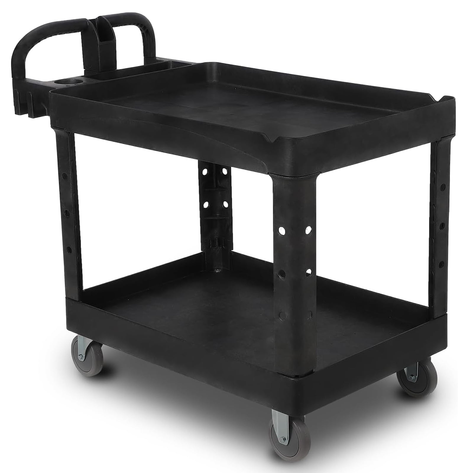 M optimized Utility Cart 2-Shelf Service Cart with Swivel Wheels ...