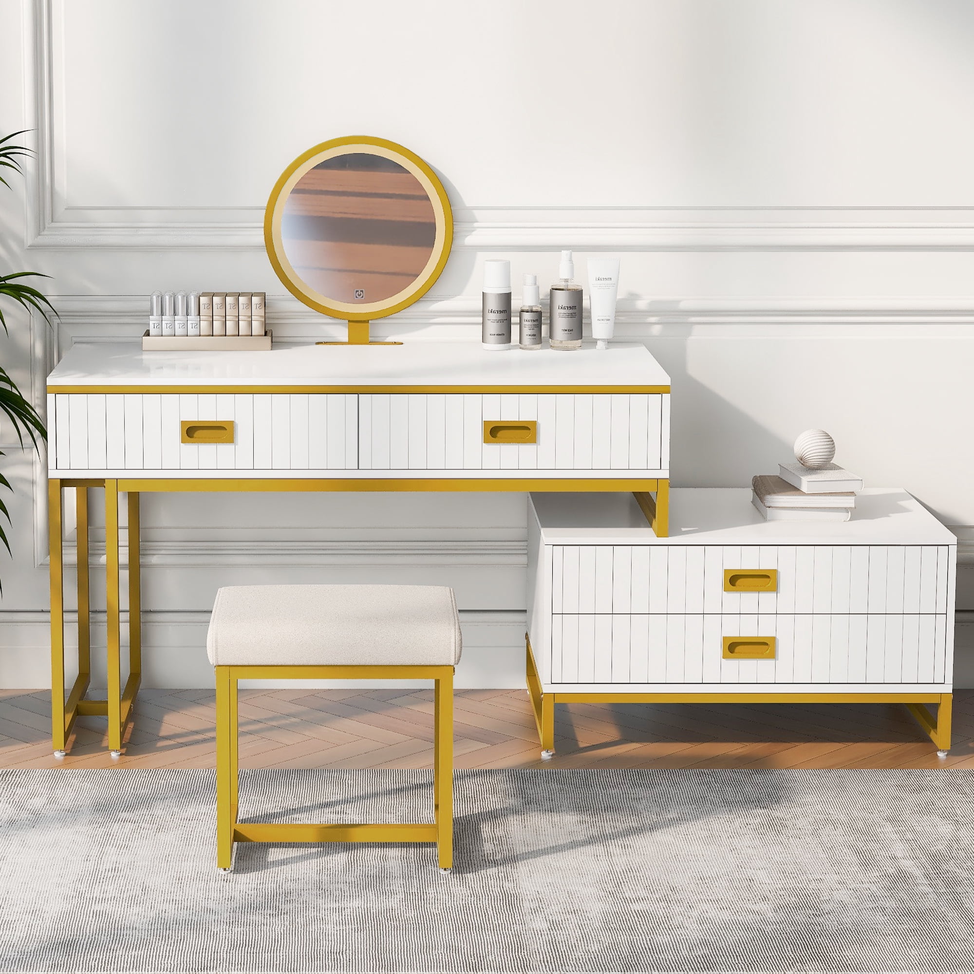 M optimized Vanity Table Set with Mirror, Modern Makeup Vanity Dressing ...