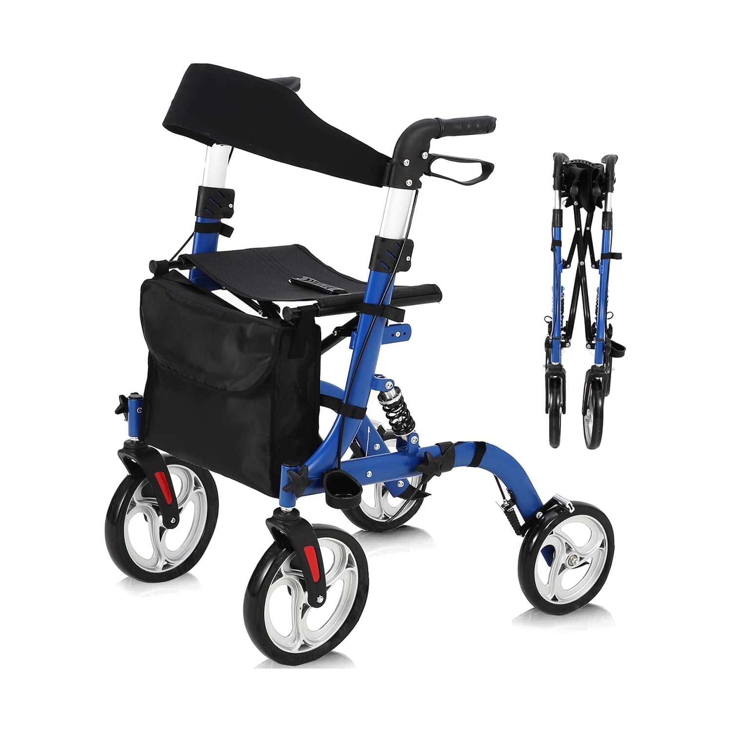 M optimized Walker for Seniors, Rollator Walker with Seat, Shock ...