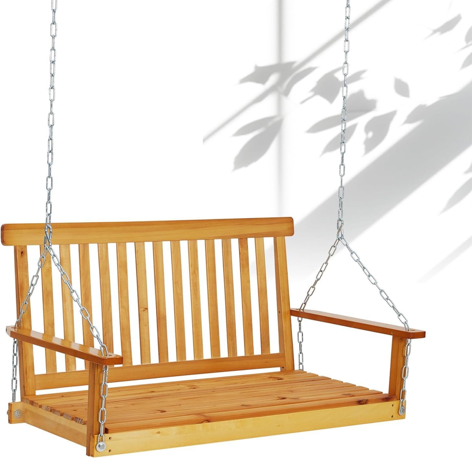 M optimized Wooden Porch Swing Outdoor 4FT, Heavy Duty 440LBS Weight ...