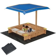 Outsunny Wooden Sandbox with Pirate Ship Design for 3-7 Years, Blue ...