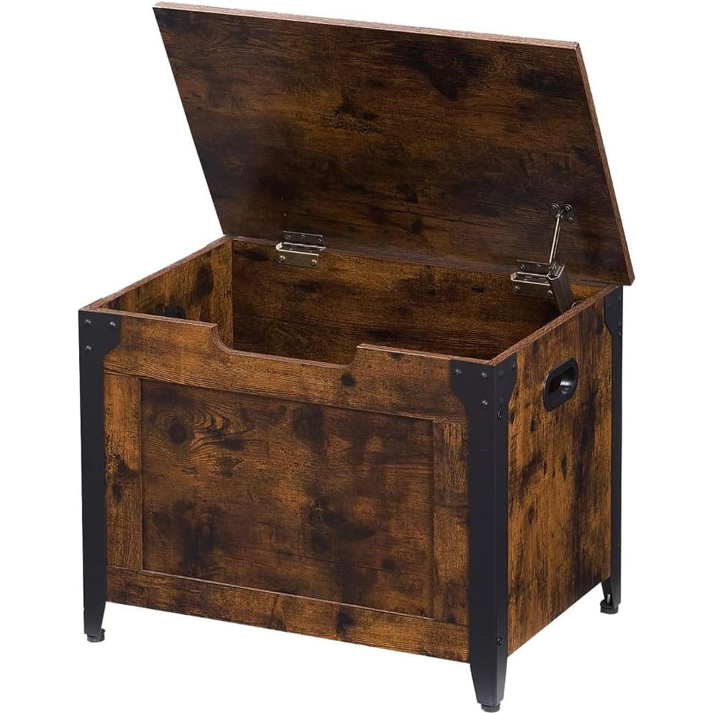 M optimized Wooden Storage Chest Bench, Faux Leather Entryway Shoes ...