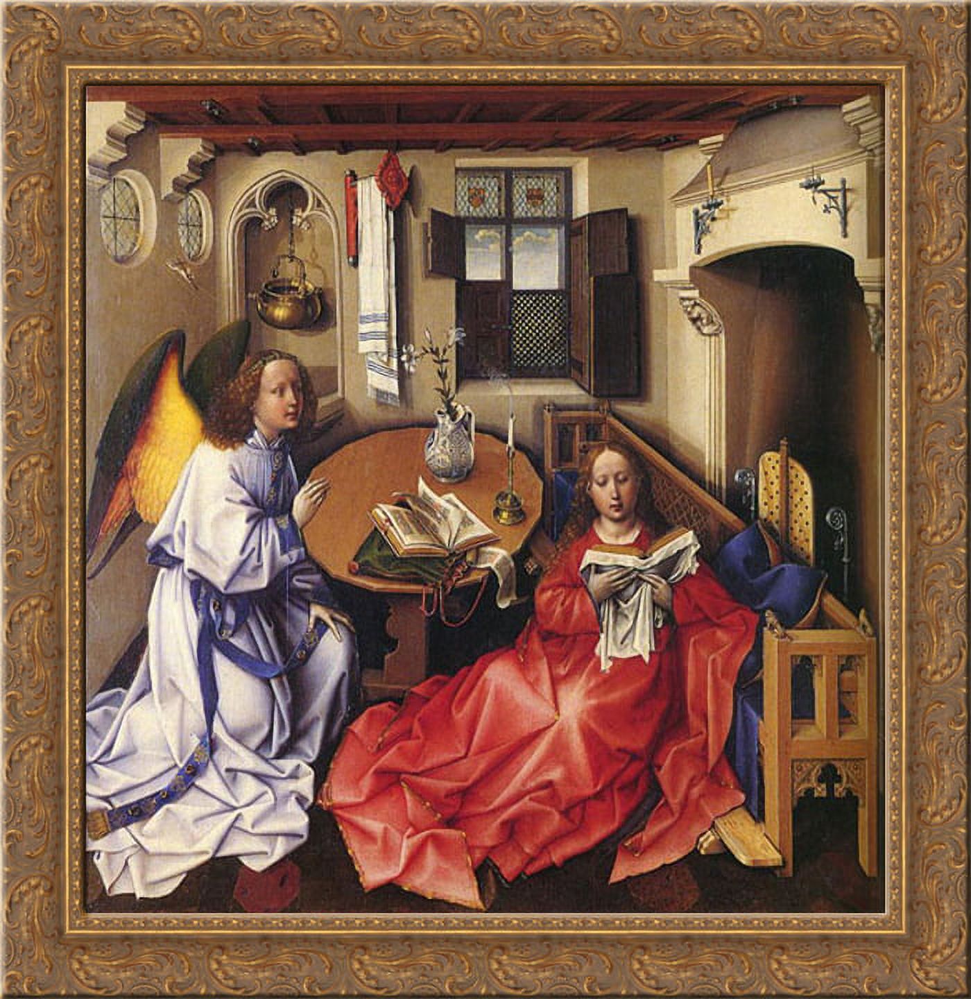 M?rode Altarpiece (Nativity) 20x20 Gold Ornate Wood Framed Canvas Art ...