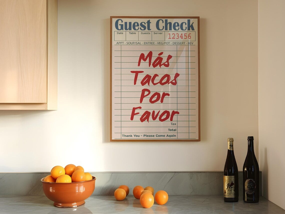 Más Tacos Por Favor Wall Art - Fun Mexican Food Inspired Poster With ...
