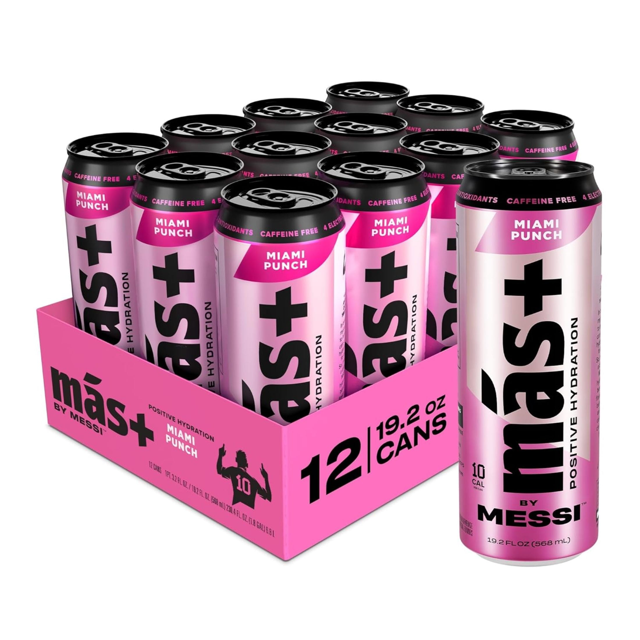 Más+ by Messi Hydration Sports Drink Miami Punch, 12 Pack, 19.2 fl oz ...