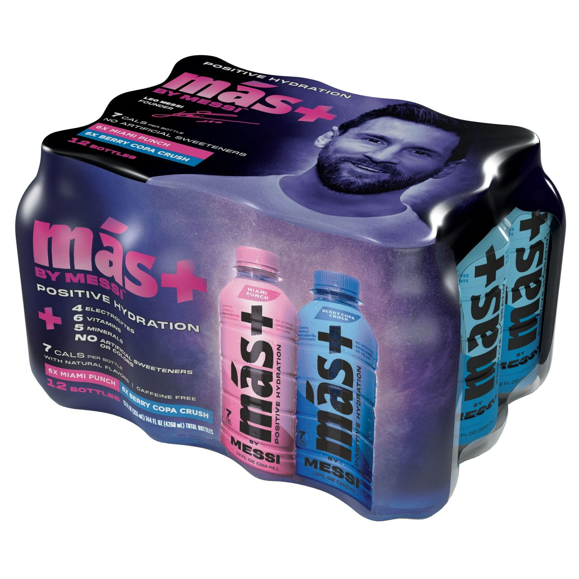 Más+ by Messi Hydration Sports Drink Variety, 12 Pack, 12 fl oz Bottles ...