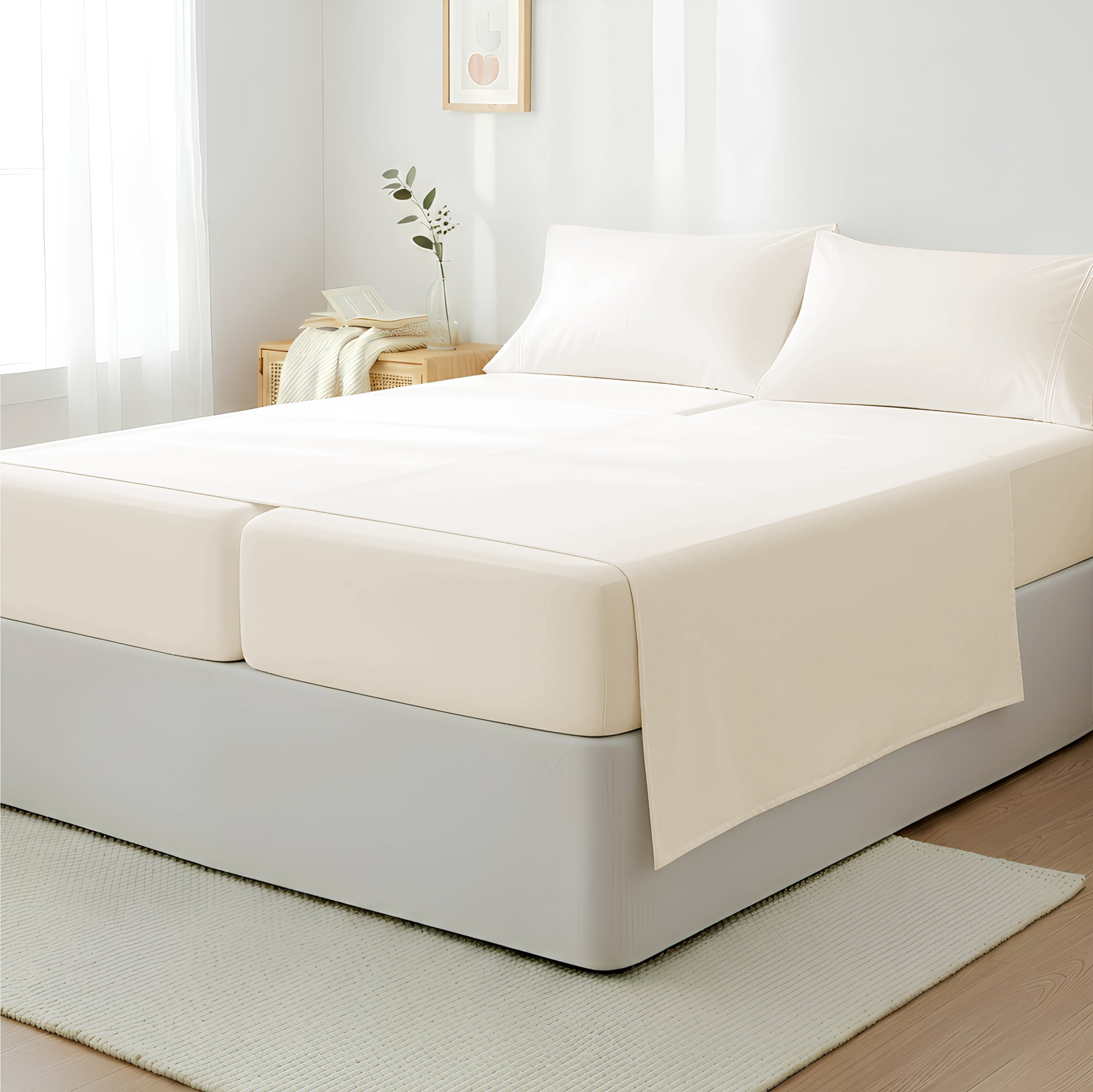 Máulli Collection Split King Sheets Sets for Adjustable Bed - 400 Thread Count 5 PC Sateen Split ...